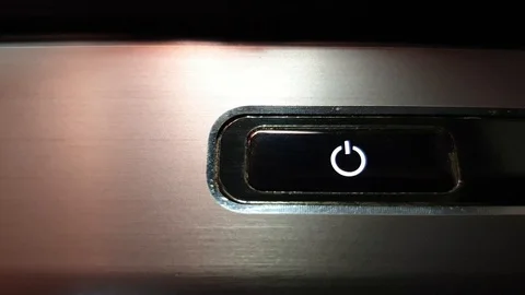 Laptop power button displaying pulsing l... | Stock Video | Pond5
