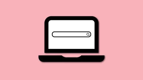 Laptop with a search bar on the screen a... | Stock Video | Pond5