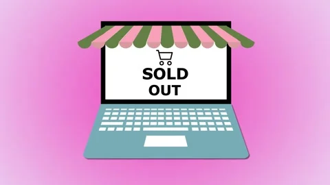 Laptop with SOLD OUT sign on screen anim... | Stock Video | Pond5