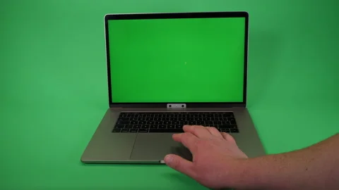 Laptop typing on Green screen Chromakey ... | Stock Video | Pond5