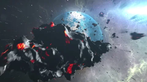 Large asteroid and meteors Heading Alien... | Stock Video | Pond5