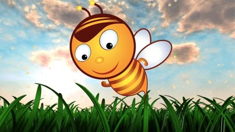 large cartoon bee 2d animation and backg... | Stock Video | Pond5