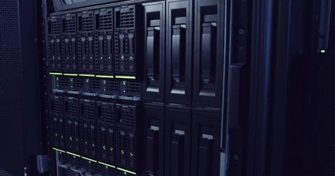Large computer server room in a data cen... | Stock Video | Pond5