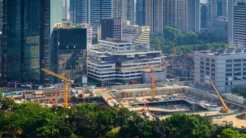 Large Construction Site Working 4K Time ... | Stock Video | Pond5