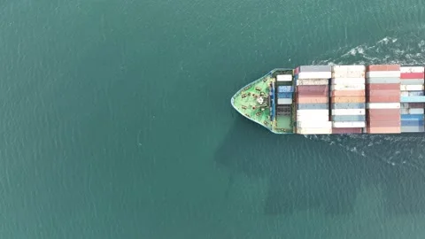 Large container ship at sea. Top down vi... | Stock Video | Pond5