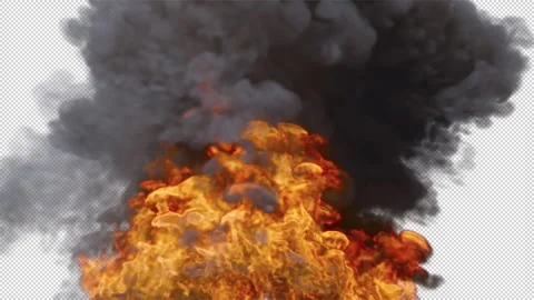 Large fire rising on Transparent Backgro... | Stock Video | Pond5