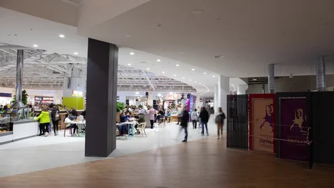 large food court with resting guests in ... | Stock Video | Pond5
