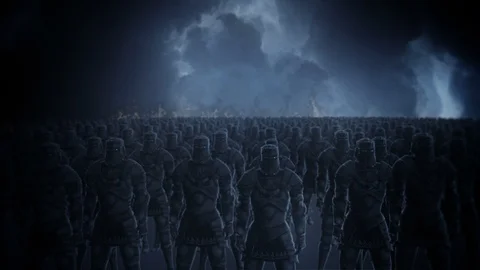 Large Medieval Army Ready for Battle | Stock Video | Pond5