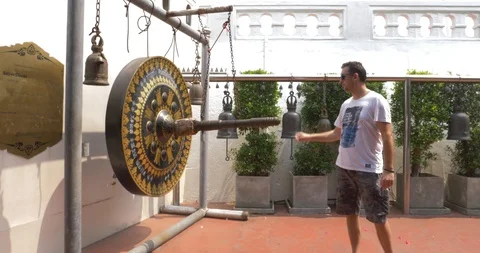 Large Metal Gong At Golden Mount In Bang... | Stock Video | Pond5