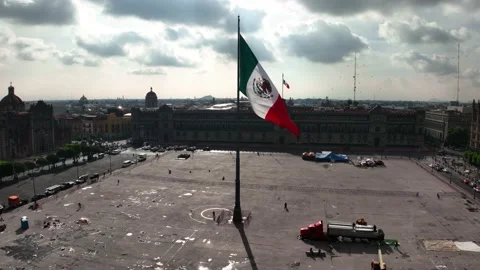 Large Mexican flag at the Zocalo Square,... | Stock Video | Pond5