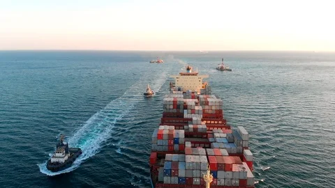 Large modern container ship arrives at p... | Stock Video | Pond5