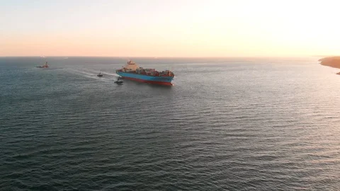 Large modern container ship arrives at p... | Stock Video | Pond5