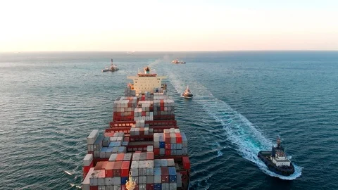 Large modern container ship arrives at p... | Stock Video | Pond5
