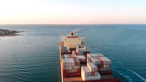 Large modern container ship arrives at p... | Stock Video | Pond5