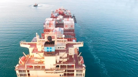 Large modern container ship arrives at p... | Stock Video | Pond5