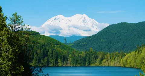 Large Mountain Peak View Snowy Mount Rai... | Stock Video | Pond5