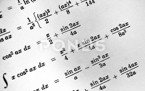 Large number of mathematical formulas on a white background: Royalty ...
