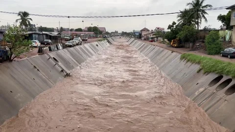 Large Open storm drain with flood and se... | Stock Video | Pond5