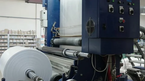 large plastic roll in the factory for th... | Stock Video | Pond5