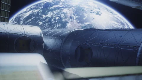 a large space station with residential m... | Stock Video | Pond5