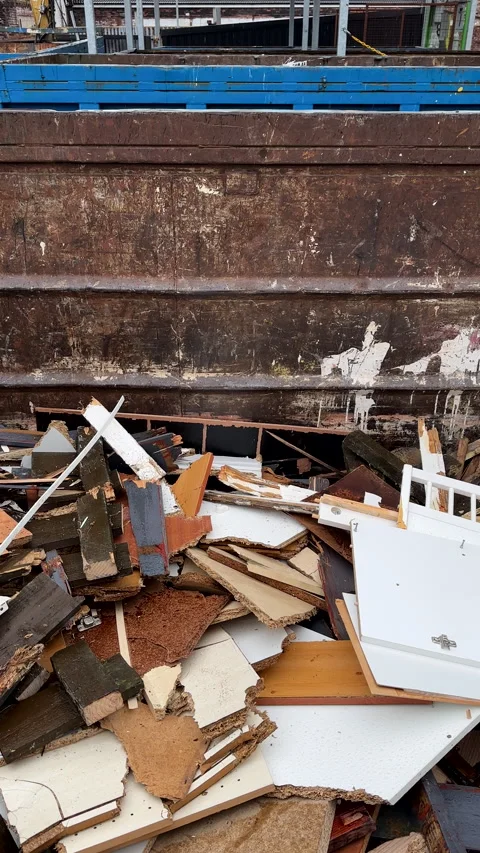 Large timber wood waste container at rec... | Stock Video | Pond5