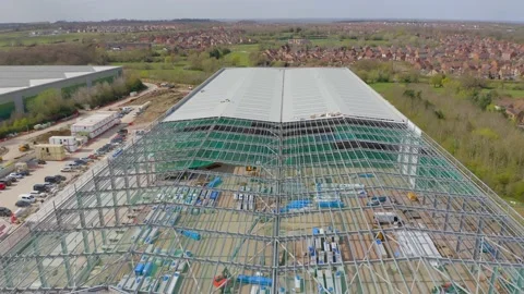 Large Warehouse During Construction Phas... | Stock Video | Pond5
