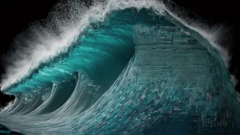 Large wave of computer data looping back... | Stock Video | Pond5