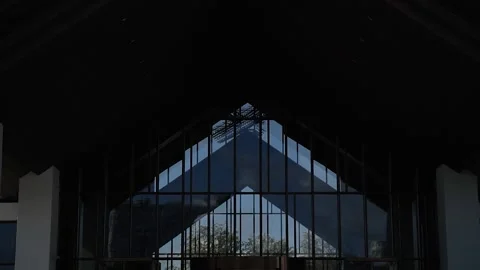 Large window at entrance to building, tr... | Stock Video | Pond5