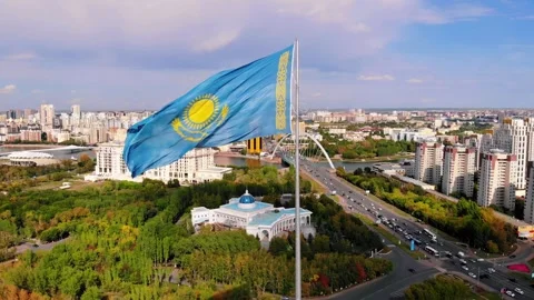 The largest flag of Kazakhstan in Astana... | Stock Video | Pond5