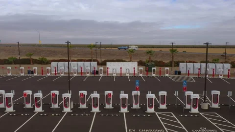Largest Tesla Supercharger station in th... | Stock Video | Pond5