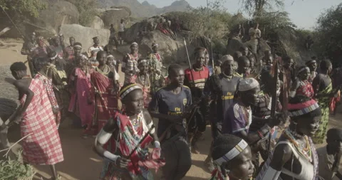 Larim tribe people dancing during a wedd... | Stock Video | Pond5