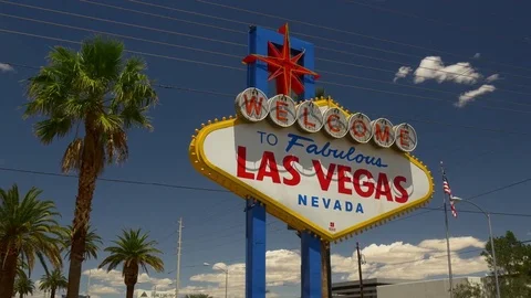 las vegas famous welcome sign cityscape ... | Stock Video | Pond5