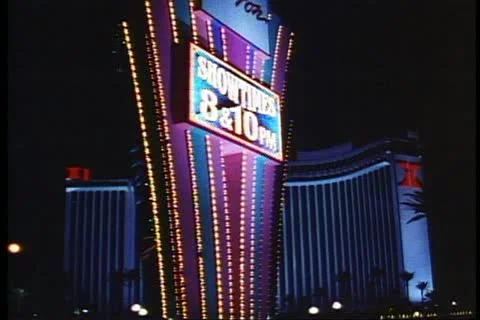 LAS VEGAS, NEVADA, 1994, Night on the St... | Stock Video | Pond5