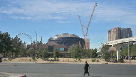 Las Vegas Sphere, a dome-shaped new venu... | Stock Video | Pond5