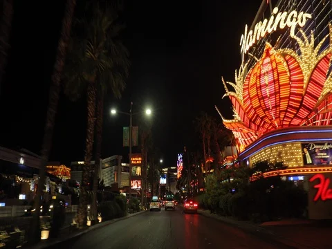 Las Vegas strip night driving POV moving... | Stock Video | Pond5