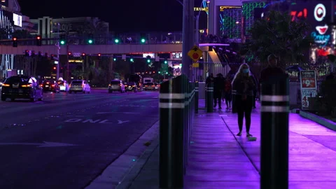 Las Vegas Strip Police Car Lights Reflec... | Stock Video | Pond5