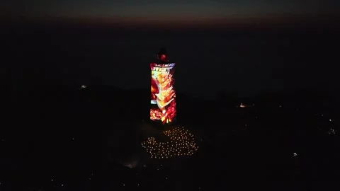 Laser light show at the lighthouse at ni... | Stock Video | Pond5