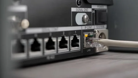 lashing LED in a server rack with RJ45 c... | Stock Video | Pond5