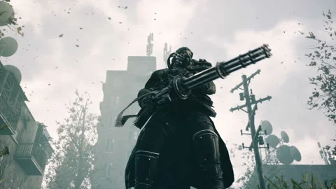 The last soldier of the Apocalypse fires... | Stock Video | Pond5