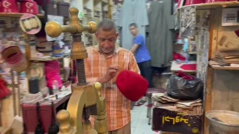 The last traditional Egyptian fez-maker,... | Stock Video | Pond5