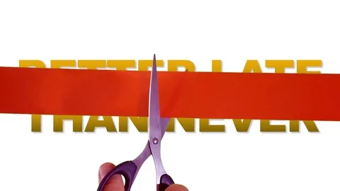 Late concept with cutting red ribbon cer... | Stock Video | Pond5