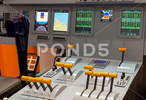Lateral view of cockpit in flight simulator Stock Image #88930386