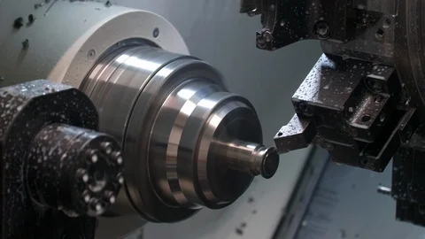 Lathe CNC machine at work. Nr.1 4k 50p ... | Stock Video | Pond5