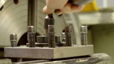 Lathe - mounting a tool post with a meta... | Stock Video | Pond5
