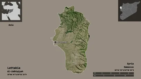 Lattakia location. Syria. Satellite map | Stock Video | Pond5