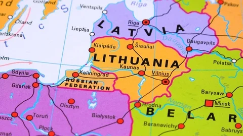 Latvia and Lithuania on a political map ... | Stock Video | Pond5