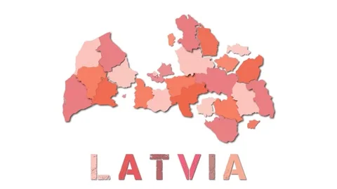 Latvia map with paper regions. Animated ... | Stock Video | Pond5