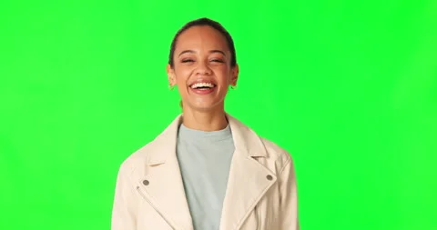 Laugh, green screen and face of a woman ... | Stock Video | Pond5