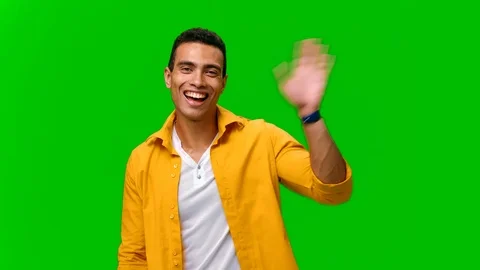 Laughing man welcoming, waving hand and ... | Stock Video | Pond5