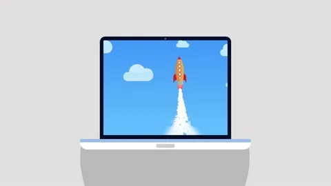 Computer Rocket Take Off Stock Video Footage | Royalty Free Computer ...